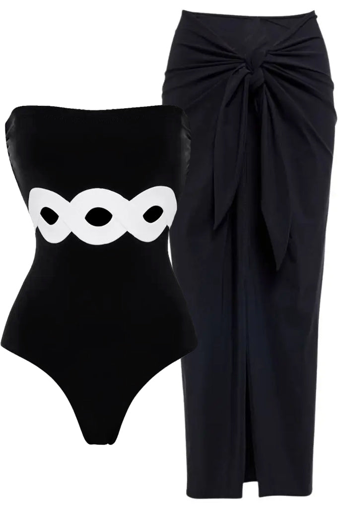 Ethereal Black One Piece Swimsuit and Pareo | Women's Swimwear Pareo ...
