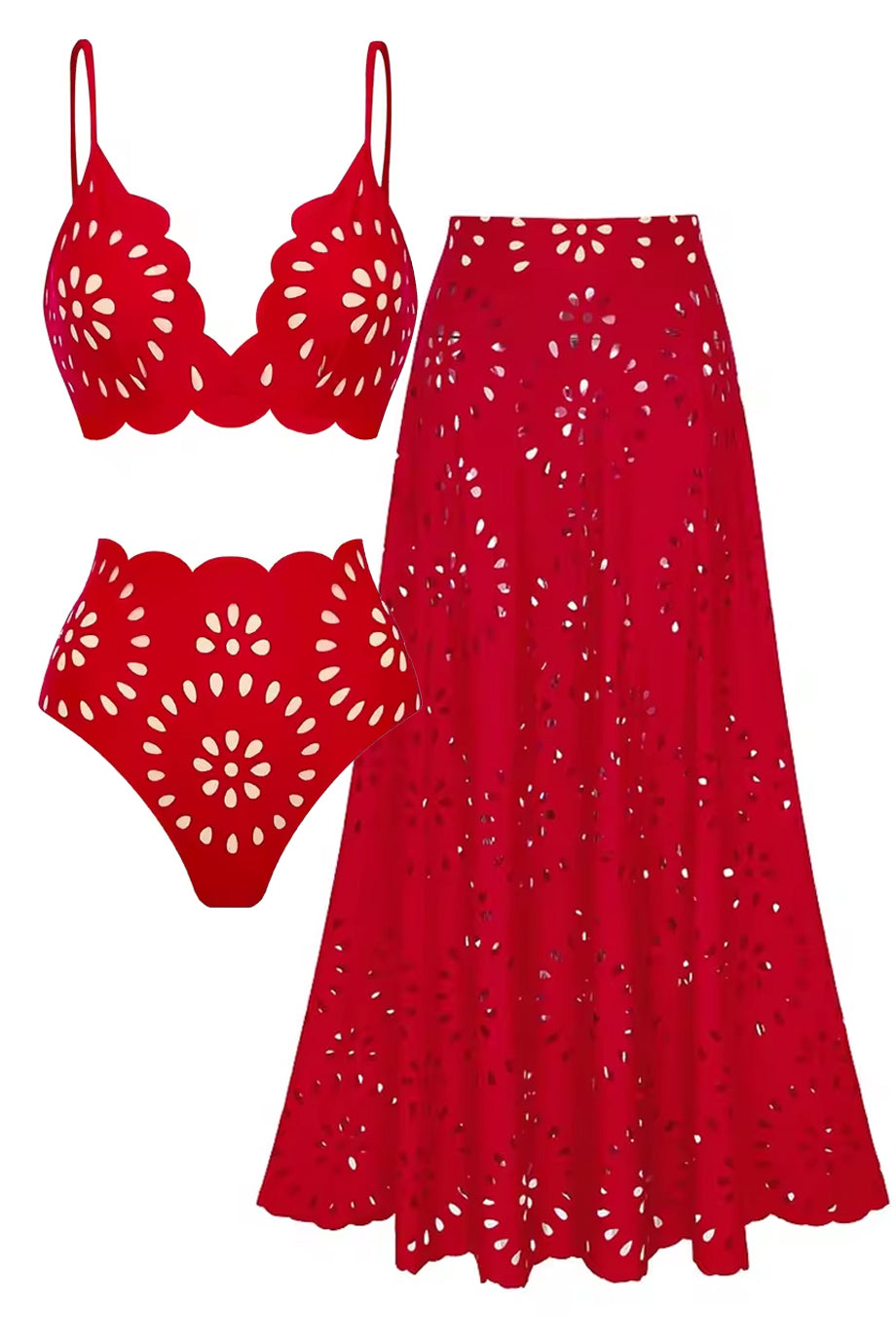 Midnight Flame Bikini Swimsuit with Pareo Skirt Set | Swimsuit - Bikini ...