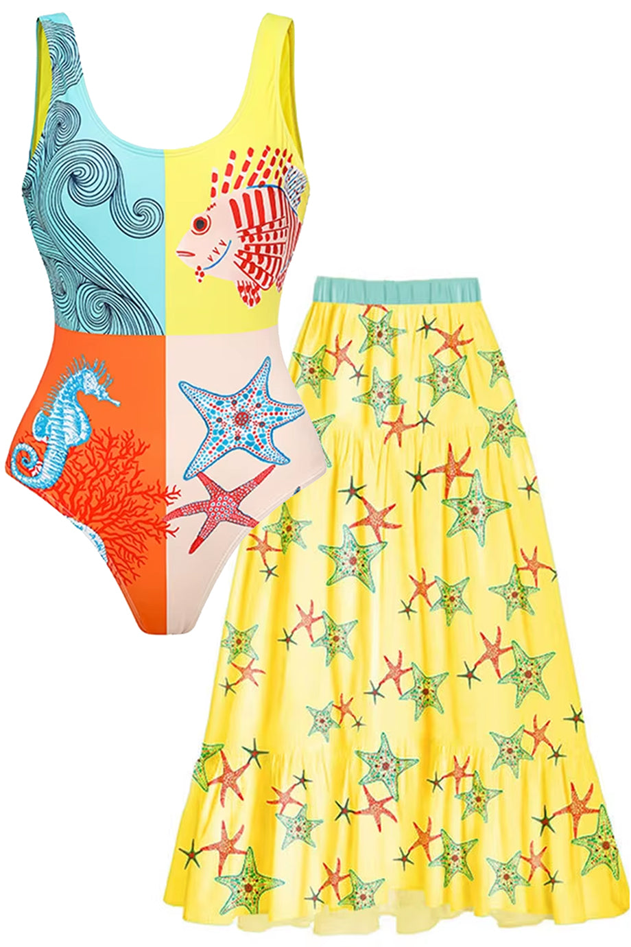 Coral Coast One Piece Swimwear and Pareo Skirt Set | Swimsuit - Bikini ...